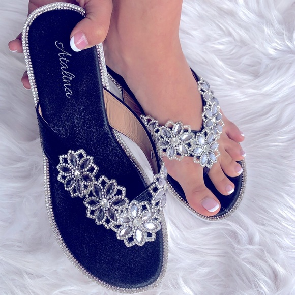Verano Rio | Shoes | Verano Rio Black Silver Between The Toe Thong Flip ...